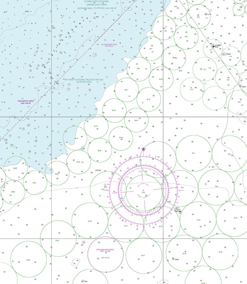 Key West Harbor Map – NOAA Nautical Chart 11447 Reproduction – Florida ...