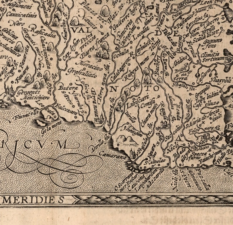 Map of Sicily Italy 1600s. Vintage Home Deco Style Old Wall - Etsy