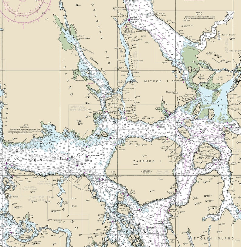 Etolin Island to Midway Islands Map – Alaska Nautical Chart NOAA 17360 ...