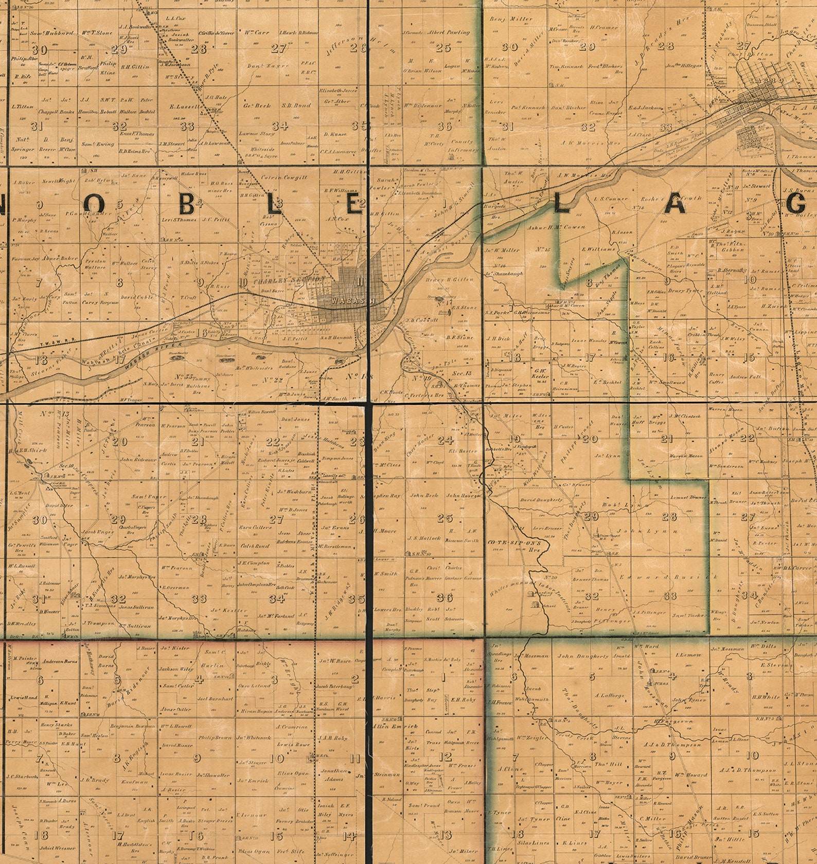 Map of Wabash County Indiana. 1861. Vintage Restoration | Etsy