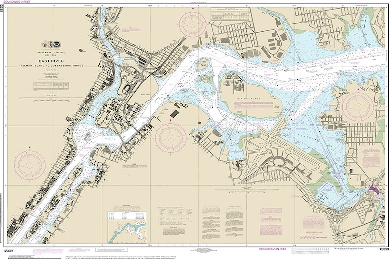 NOAA Nautical Charts of East River Tallman Island Queensboro | Etsy