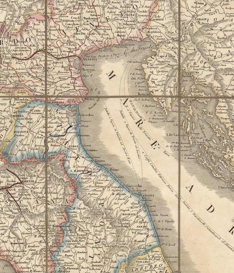 Map of Italy 1851. Vintage Restoration Hardware Home Deco - Etsy