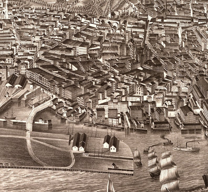 Boston Massachusetts MA. 1880. Aerial View of Reproduction - Etsy