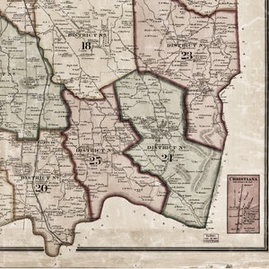 Map of the Rutherford County, Tennessee 1878. Vintage Wall Art Decor ...