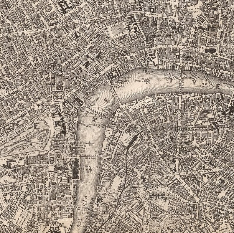 Map of London 1823. Vintage Reproduction Deco Style Map | Etsy