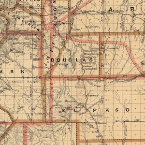 Map of Colorado 1876. Vintage Restoration Hardware Home Deco Style Old ...