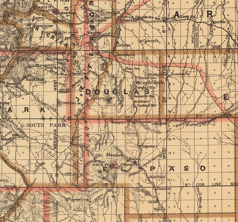Map of Colorado 1876. Vintage Restoration Hardware Home Deco | Etsy