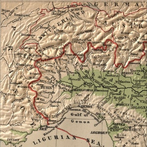 Map of Italy, 1880. Vintage Home Deco Style Old Wall Reproduction Map ...