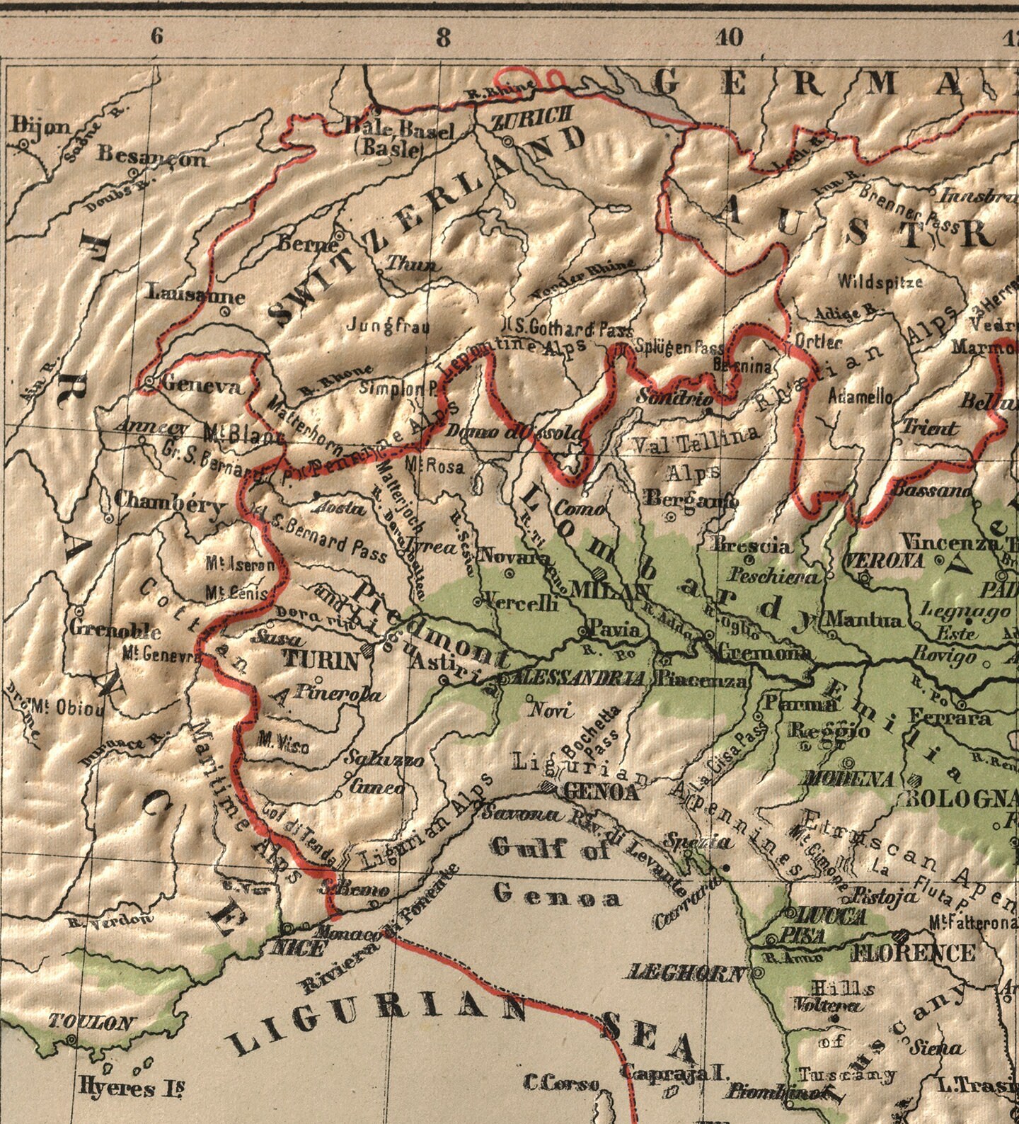Map of Italy, 1880. Vintage Home Deco Style Old Wall Reproduction Map ...
