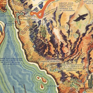 Pictorial Map of the Young Forty-niners. 1933. Vintage Reproduction ...