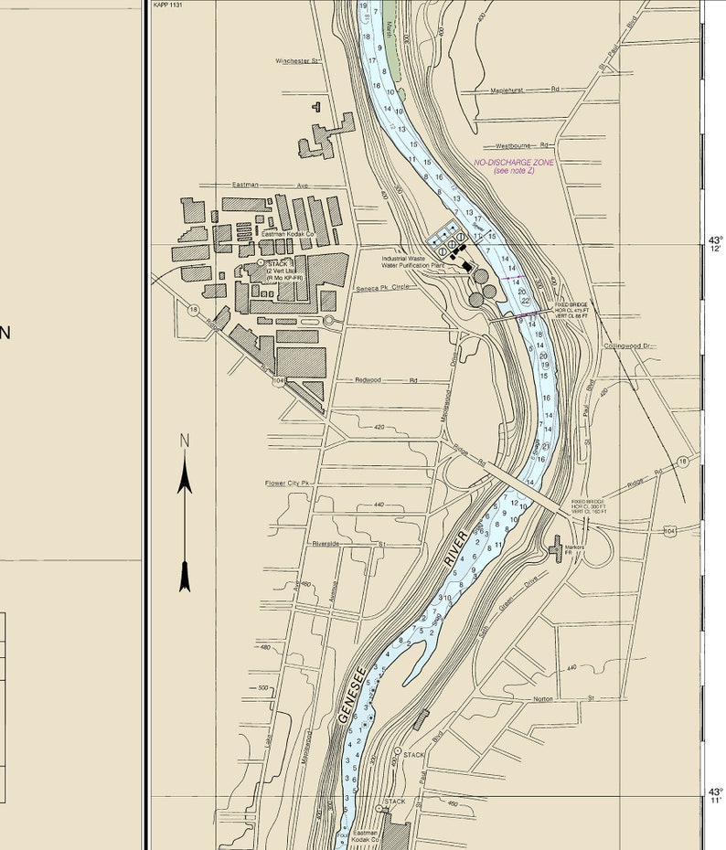 Rochester Harbor Map – NOAA Nautical Chart 14815 Reproduction – Lake ...