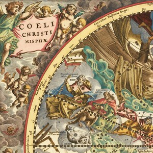 1660 Celestial Map of Constellations According to Christian Symbolism. Harmonia Macrocosmica of ...