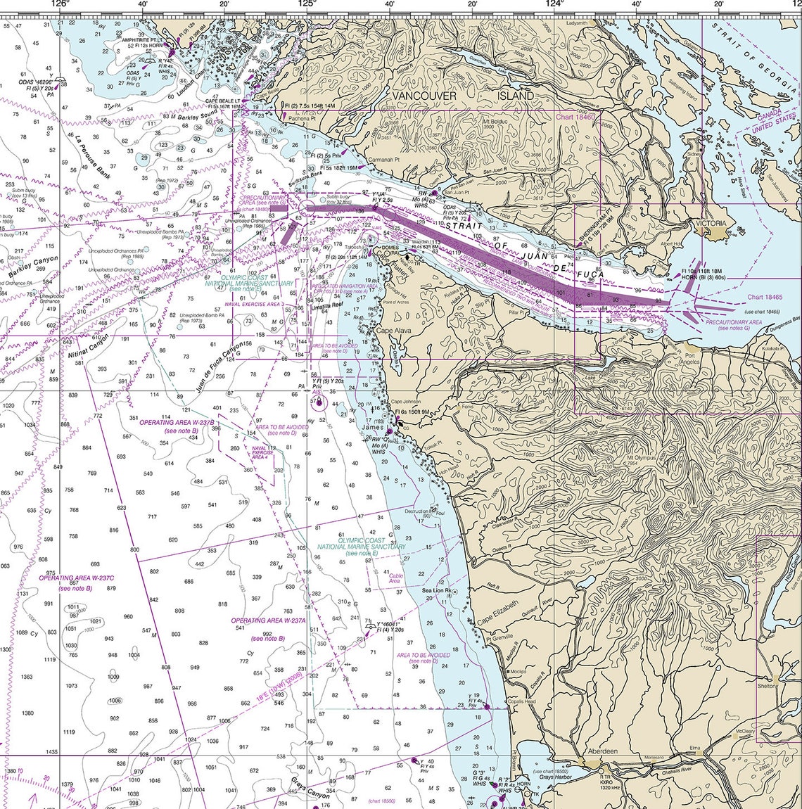 Nautical Charts of Cape Blanco to Cape Flattery 18003. Oregon - Etsy UK