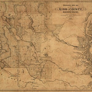 Map of King County, Washington WT., 1888. Vintage Restoration Hardware ...
