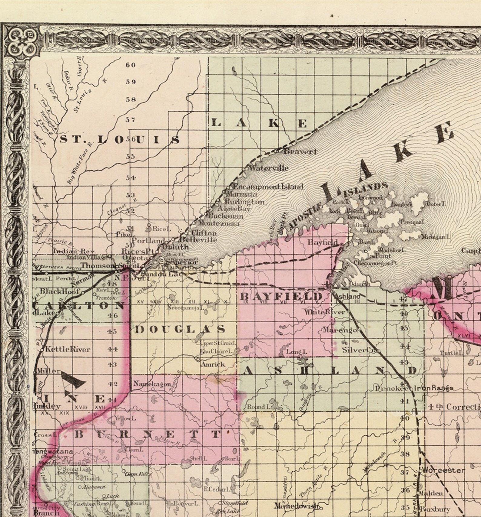 Map of the Wisconsin, Lake Superior and Upper Peninsula, Michigan MI ...
