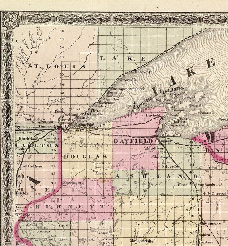 Map of the Wisconsin Lake Superior and Upper Peninsula - Etsy