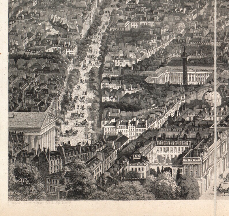 Map of Paris, France, 1860. Restoration Hardware Home Deco Style Old ...