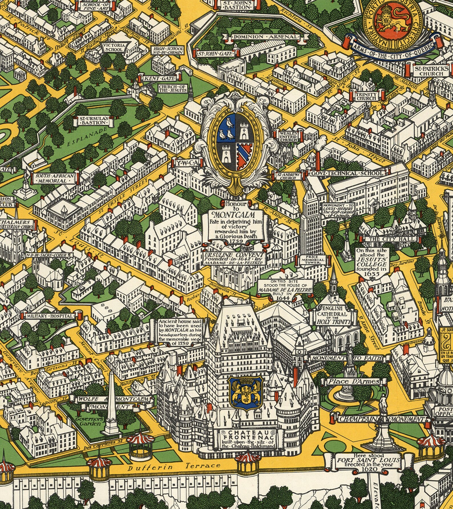 Pictorial Map of Quebec With Historical Notes. Vintage Home - Etsy