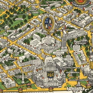 Pictorial Map of Quebec With Historical Notes. Vintage Home Deco Style ...