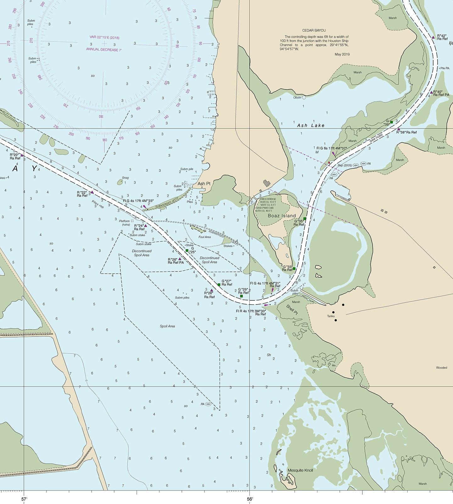 Nautical Charts of Houston Ship Channel Atkinson Island to | Etsy