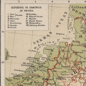 Map of Germany, 1880. Vintage Home Deco Style Old Wall Reproduction Map ...