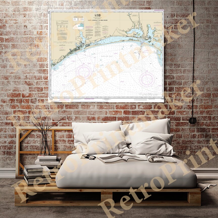 Nautical Charts of Cape Lookout to New River North Caroline. | Etsy