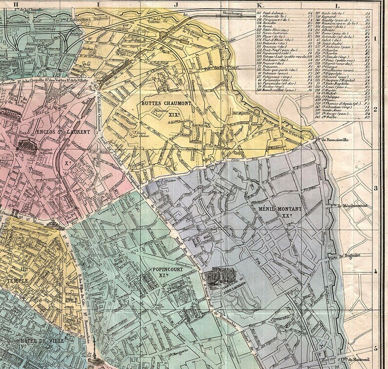 Map of Paris France 1864. Restoration Hardware Home Deco | Etsy