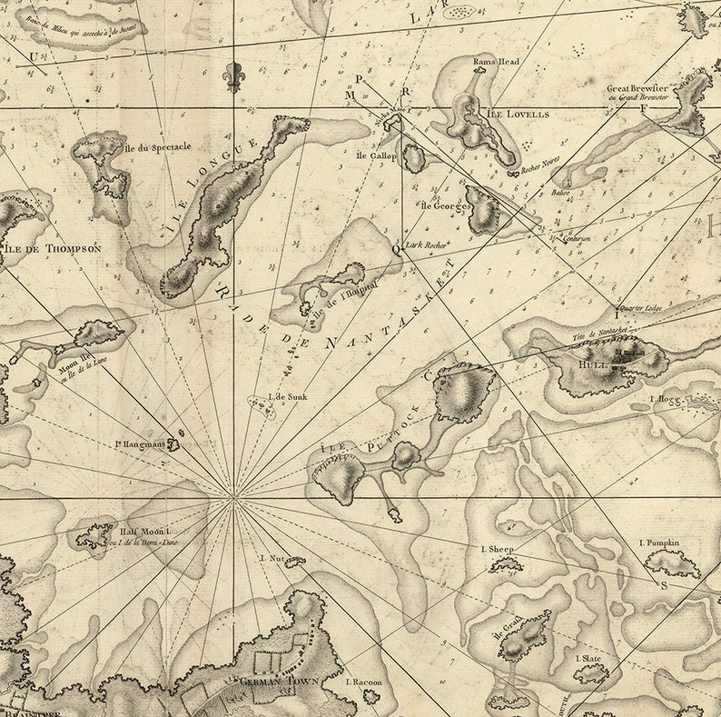 Chart of the Harbour of Boston 1780. Restoration Hardware Home | Etsy