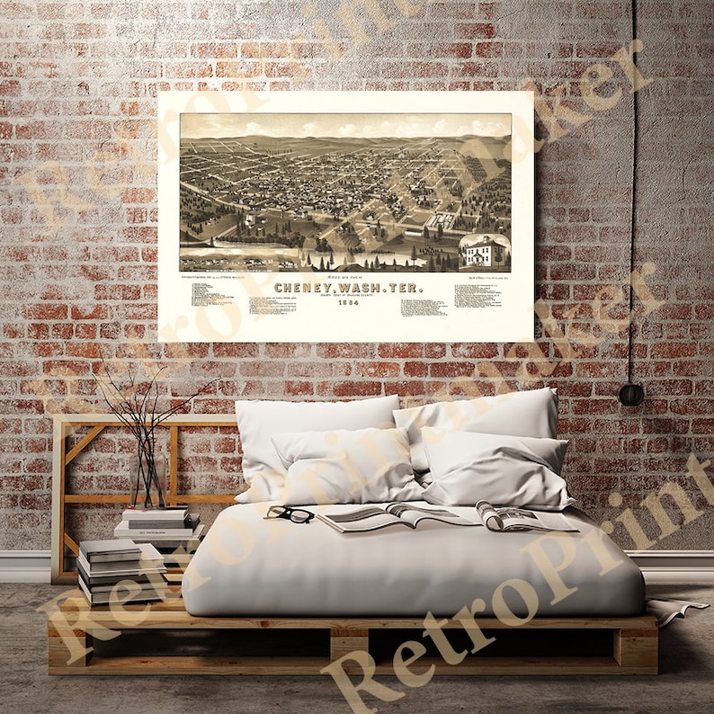 Map of Cheney Spokane County Washington WT 1884. - Etsy