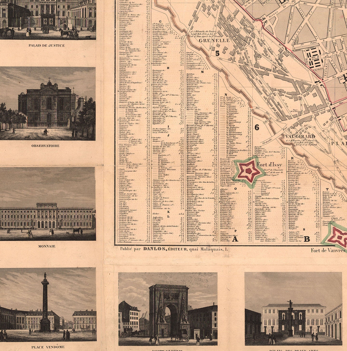 Mapa de París Francia 1850. Mapa muy detallado. Home Deco - Etsy España