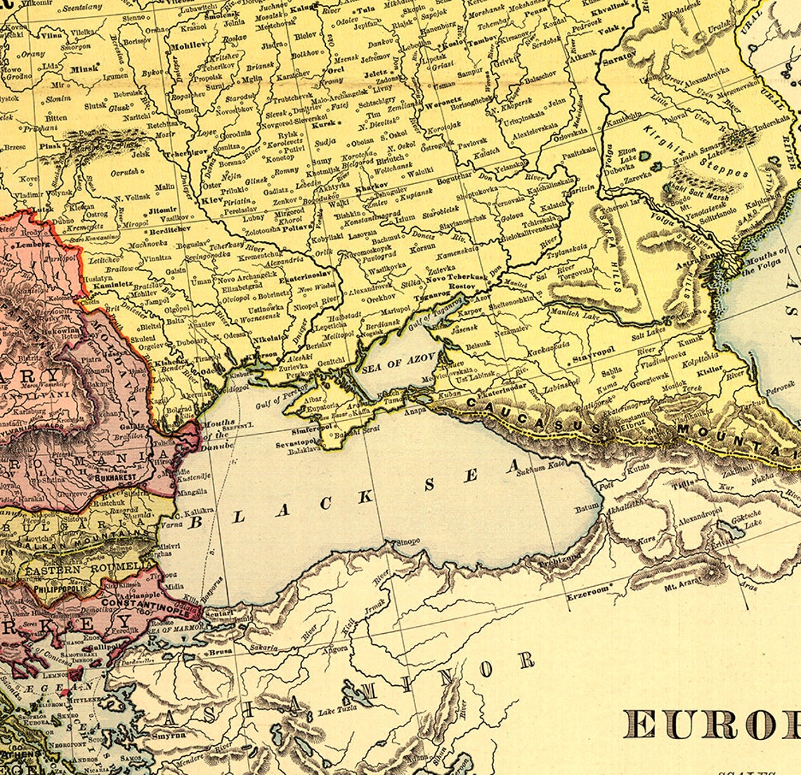 Map of Europe, 1898. Restoration Hardware Home Deco Style Old Wall ...