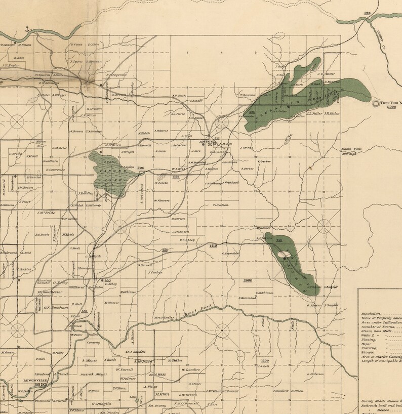 Map of Clarke County, Washington 1888 - Geological Map - Vintage Wall ...