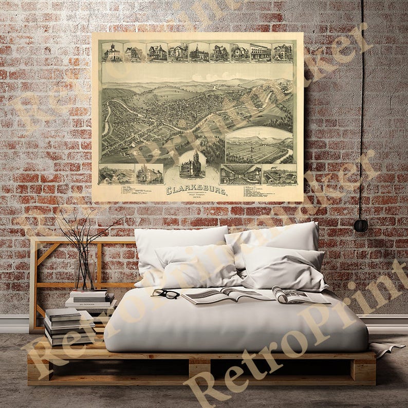 Map of Clarksburg Harrison Co. West Virginia WV. 1898. - Etsy