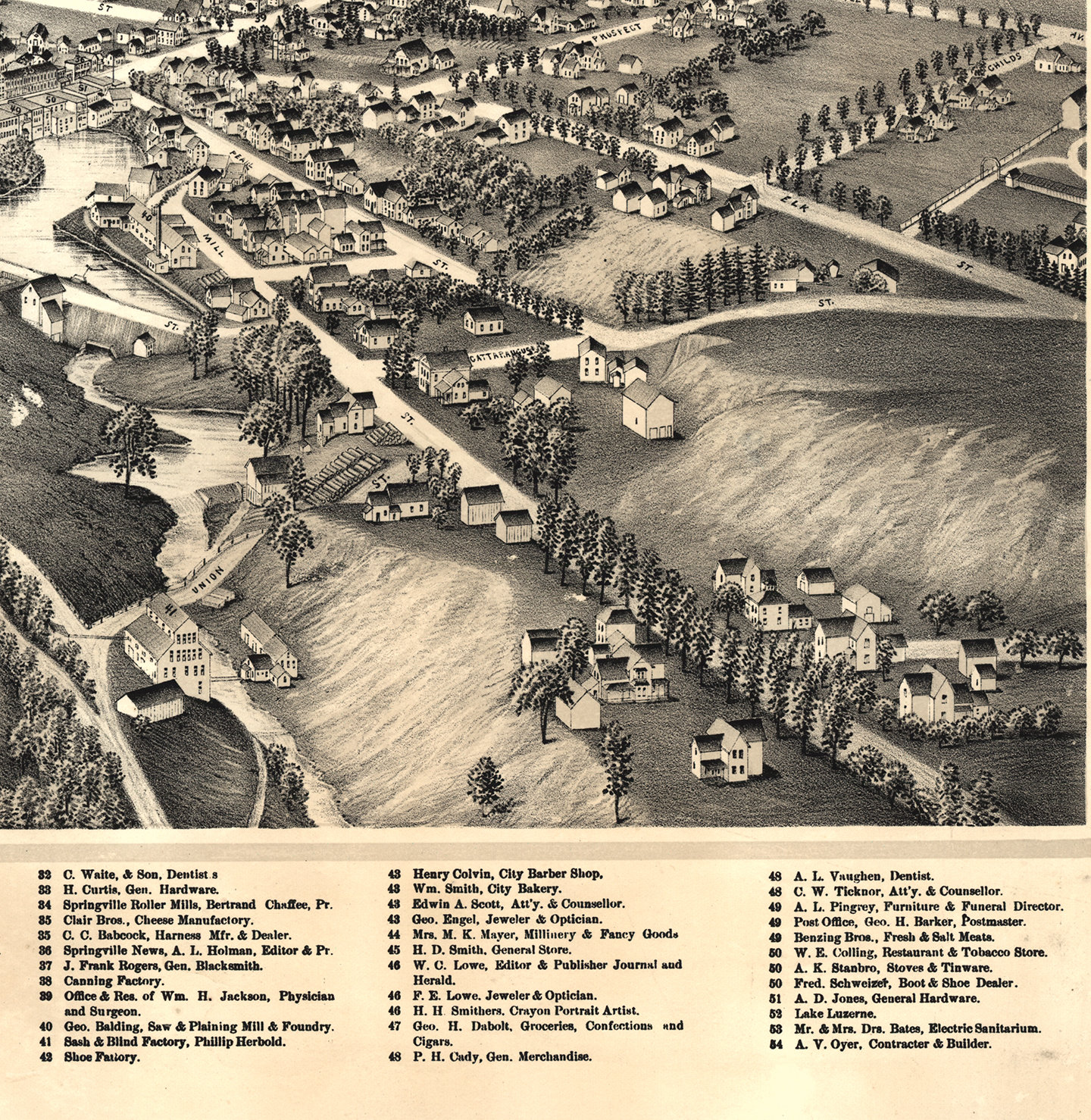 Map of Springville Erie County New York NY 1892 Home Deco - Etsy