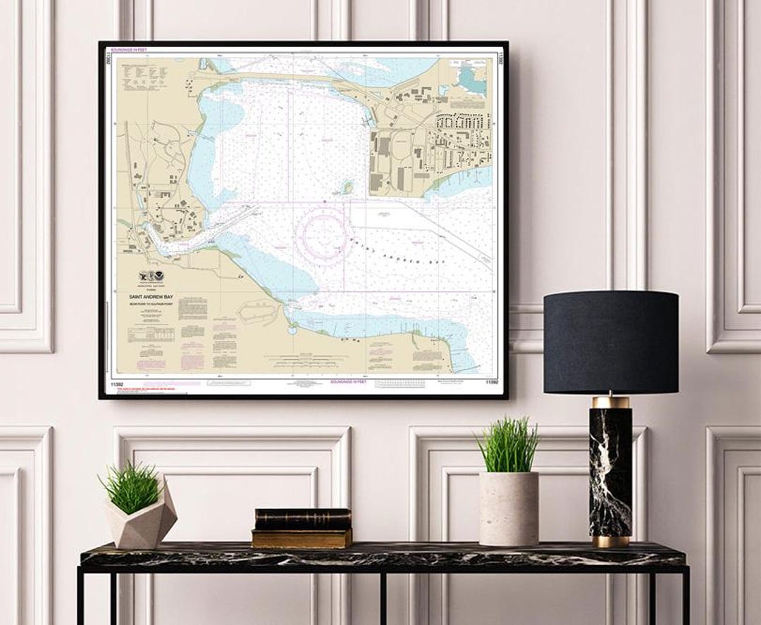 St. Andrew Bay - Bear Point to Sulpher Point Florida Nautical Wall Art ...