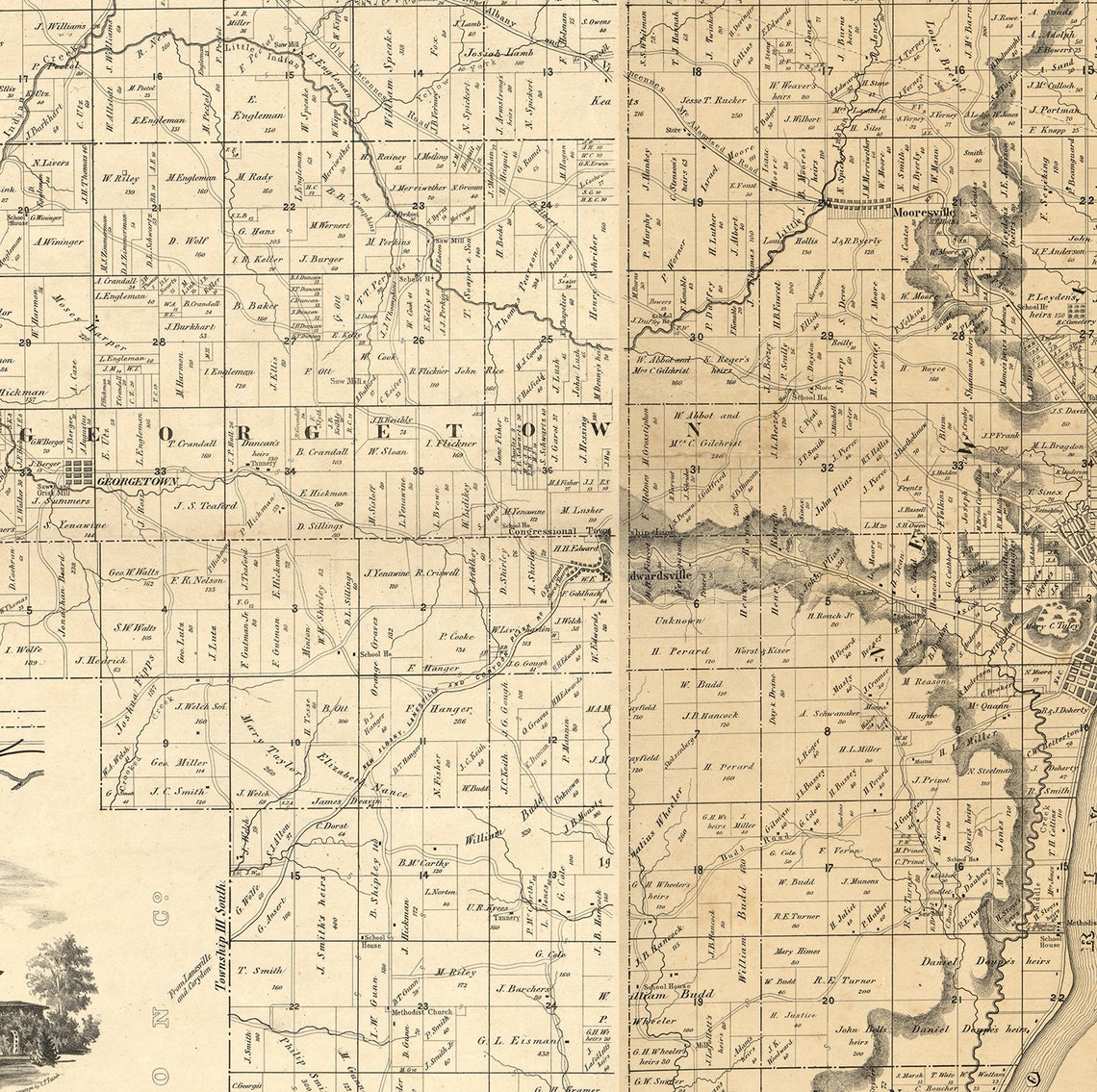 Map of Floyd County Indiana. 1882. Vintage restoration | Etsy