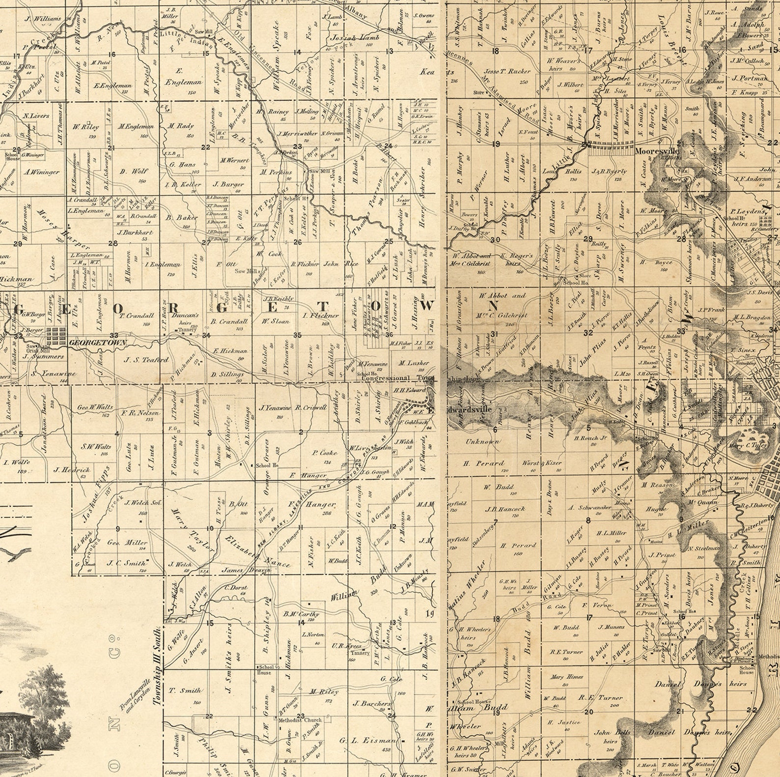 Map of Floyd County, Indiana. 1882. Vintage Restoration Hardware Home ...