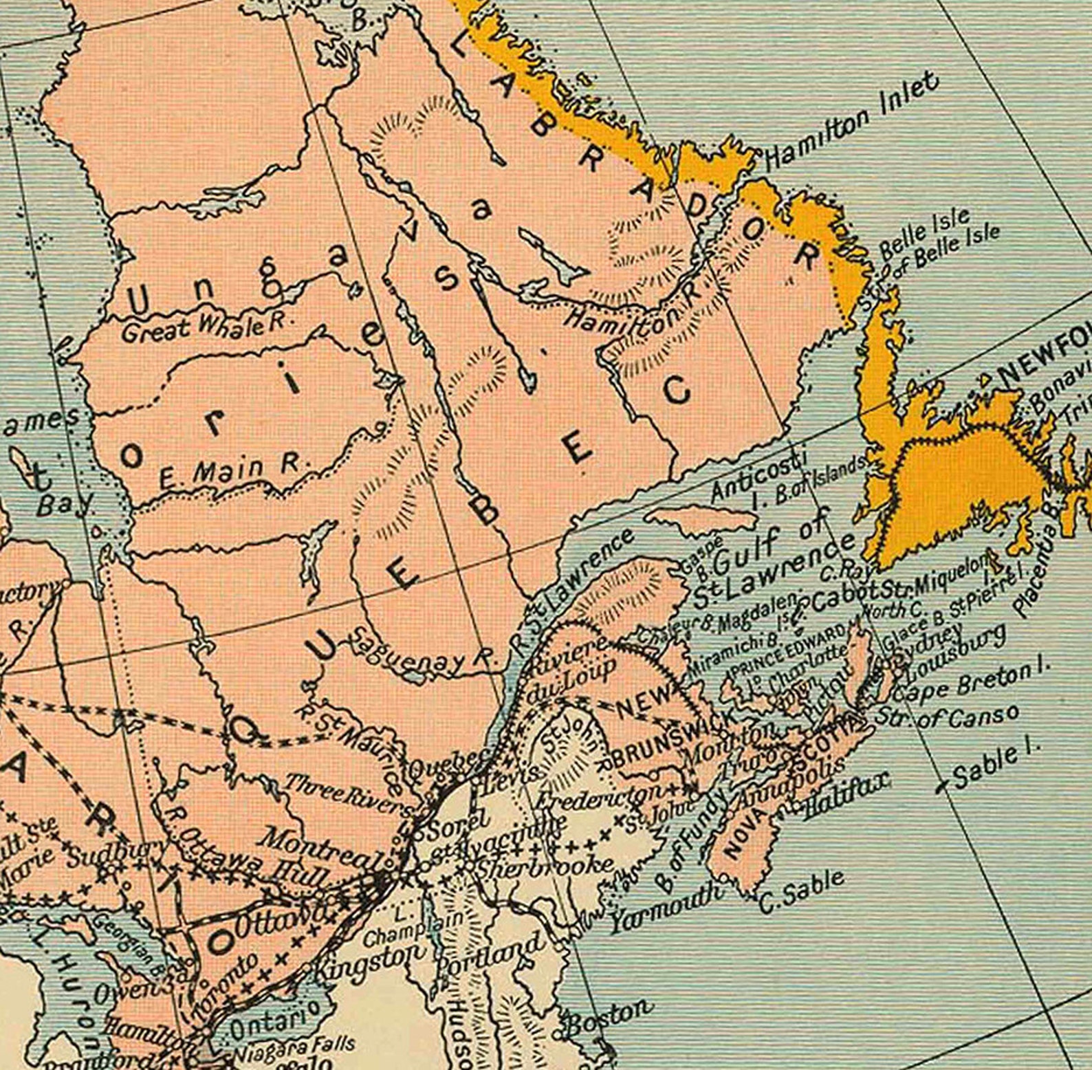 Map of Canada, and Newfoundland. Vintage Reproduction Map. Varies Sizes ...
