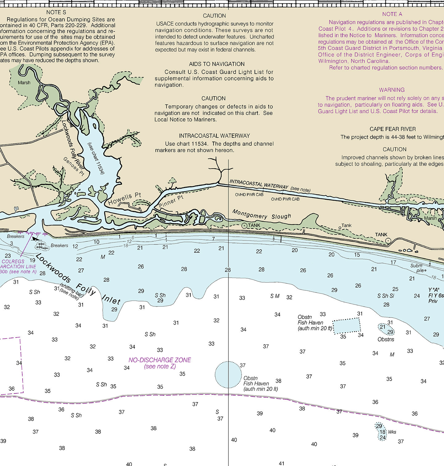 Nautical Charts of Approaches to Cape Fear River North - Etsy
