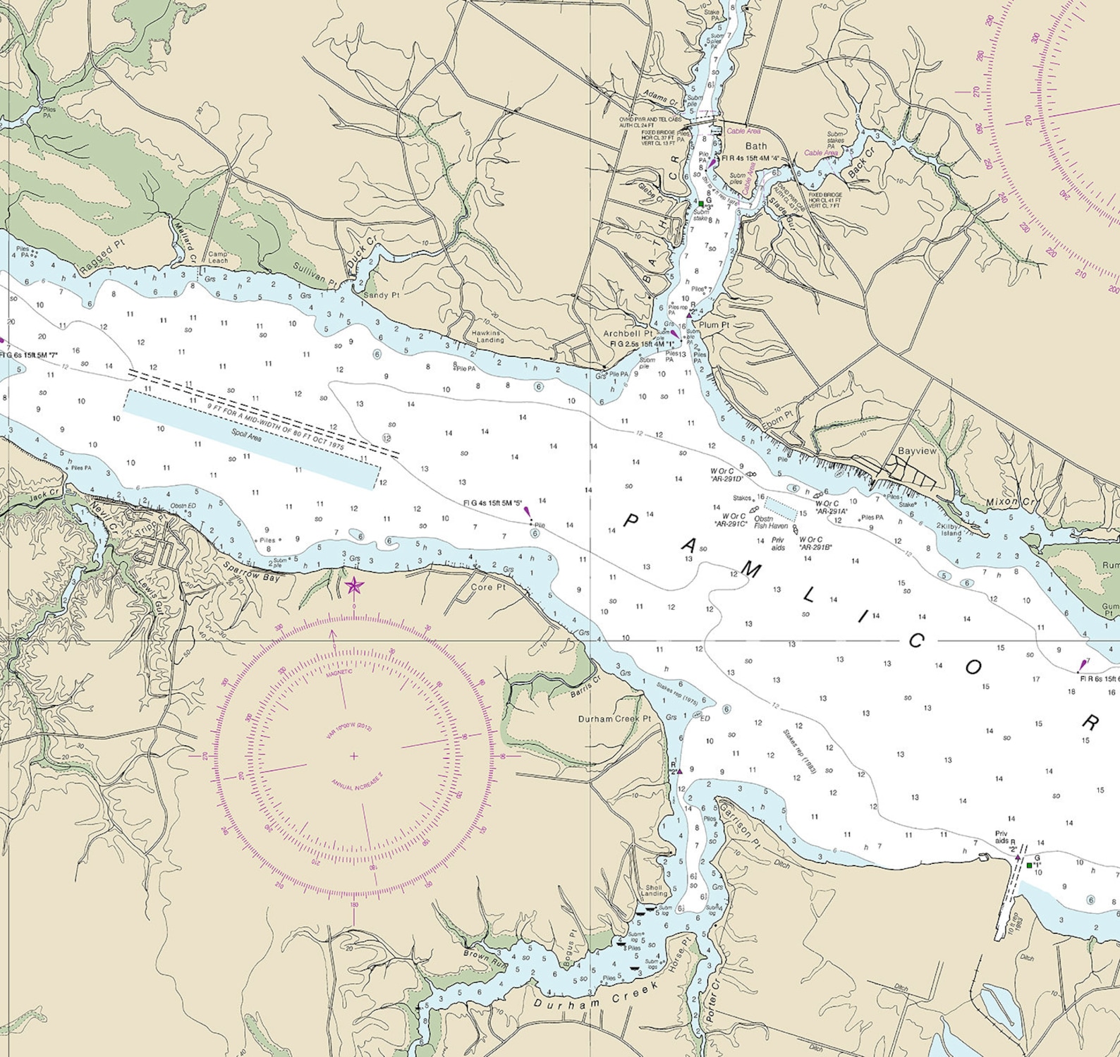 Nautical Charts of Pamlico River North Caroline. 11554. | Etsy