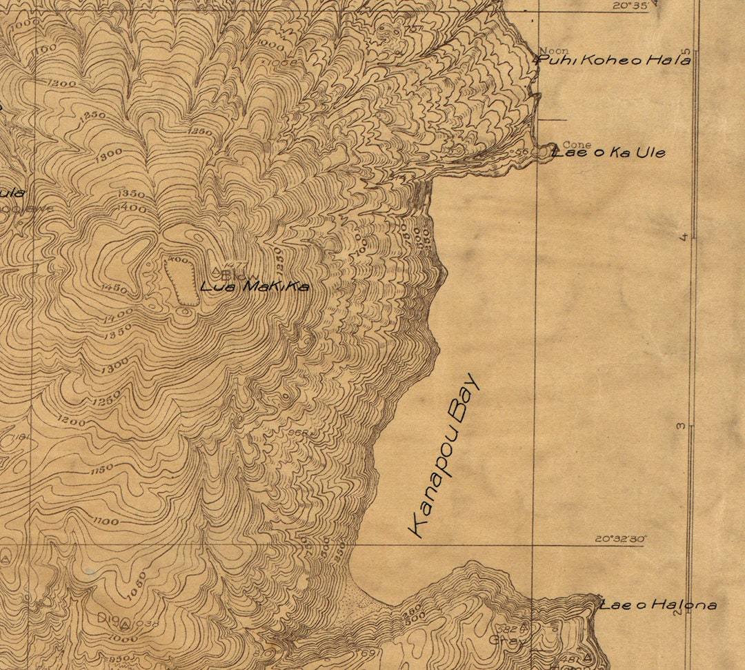 Map of Kahoolawe Hawaiian islands 1926. Restoration | Etsy