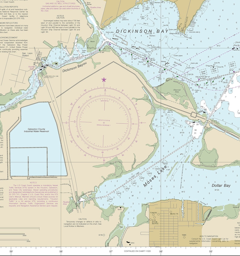 Upper Galveston Bay & Houston Ship Channel Map – NOAA Chart 11327 ...
