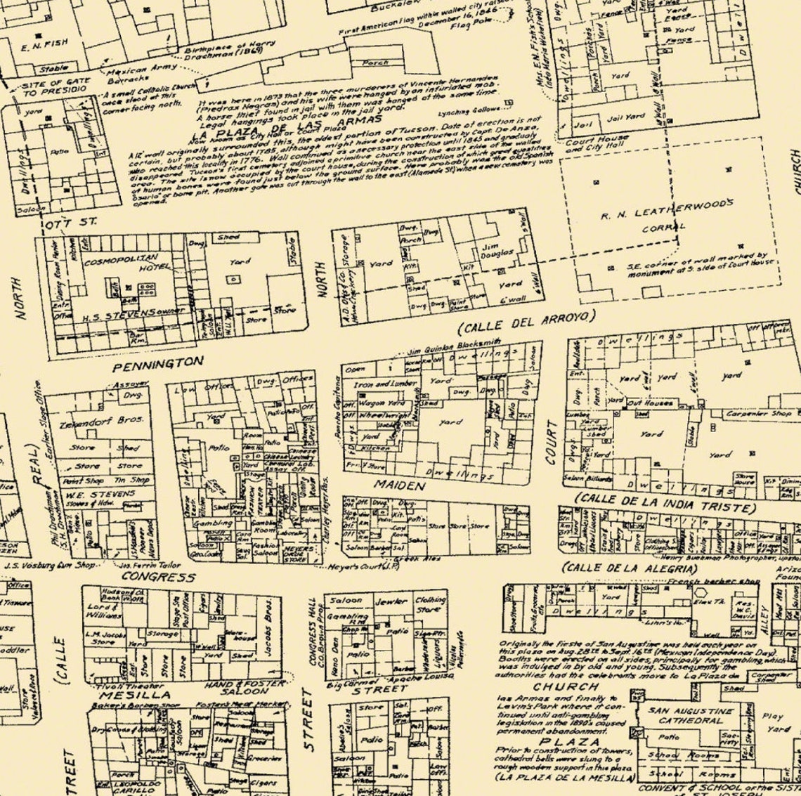Map of Tucson Pima Co. Arizona. 1870. Restoration Hardware - Etsy