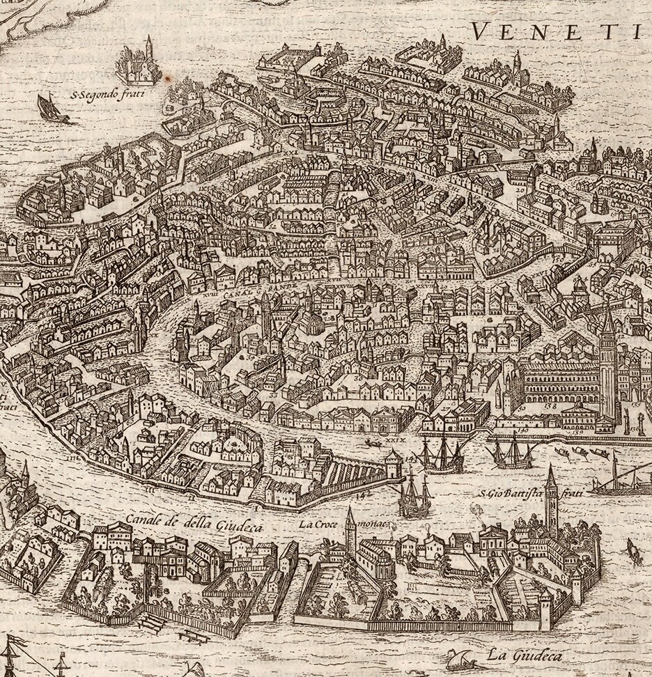 Old Venice, Italy Map, 1575. Hogenberg, Franz. Restoration Hardware ...