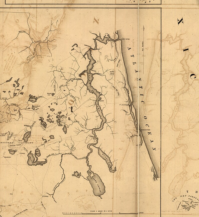 Map of Florida FL 1846. Restoration Hardware Home Deco Style - Etsy