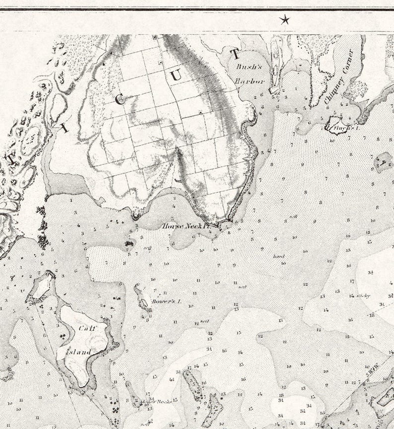 Map of Harbors of Captain's Island East and Captain's - Etsy