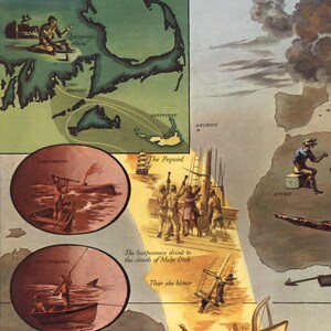 Reproduction Print of the Voyage of the Pequod From the Book Moby Dick ...