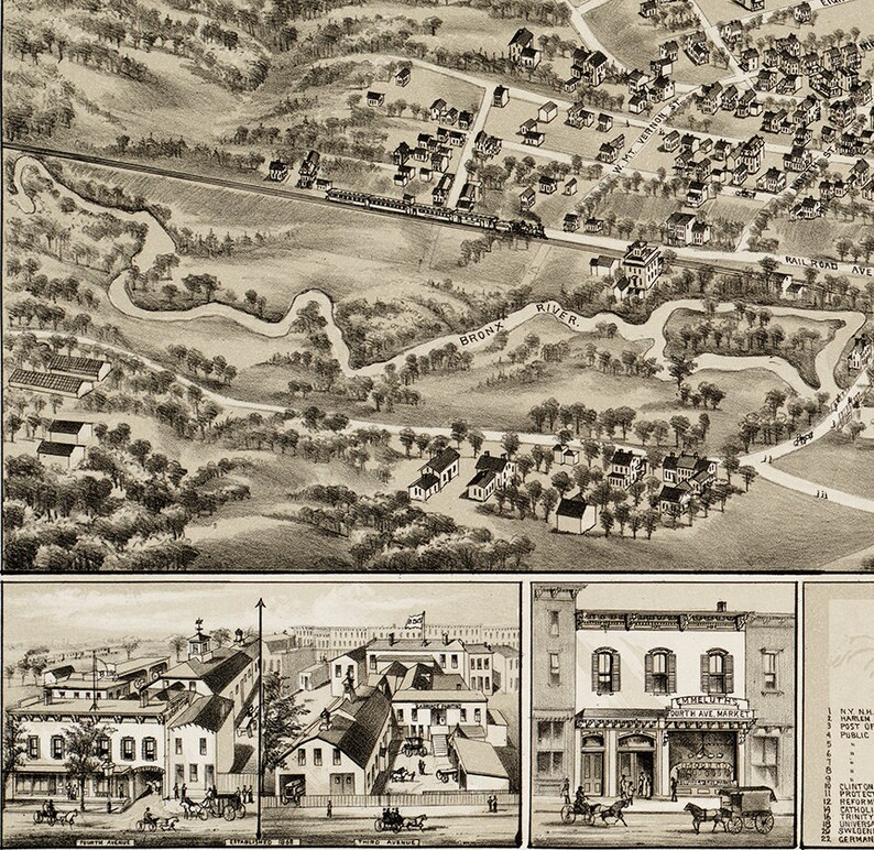 Map of Mt Vernon , Westchester CO., New York NY. 1883 Map. Vintage ...