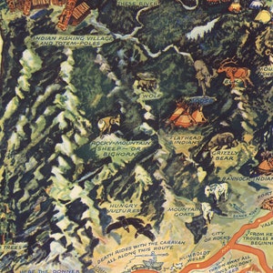 Pictorial Map of the Young Forty-niners. 1933. Vintage Reproduction ...