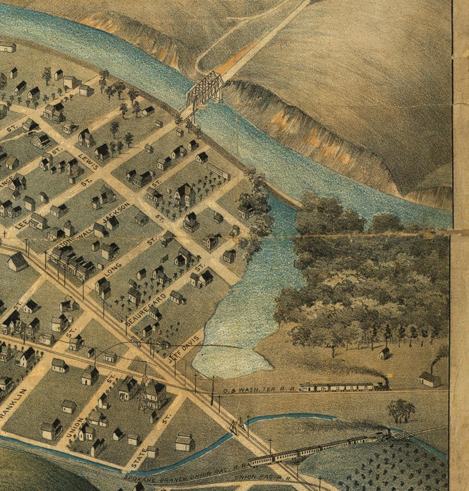 Map of Pendleton Umatilla Co. Oregon 1890. Restoration - Etsy